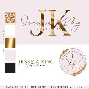Gold and Light Pink 10-piece Branding Kit: Logos, Business Card ...