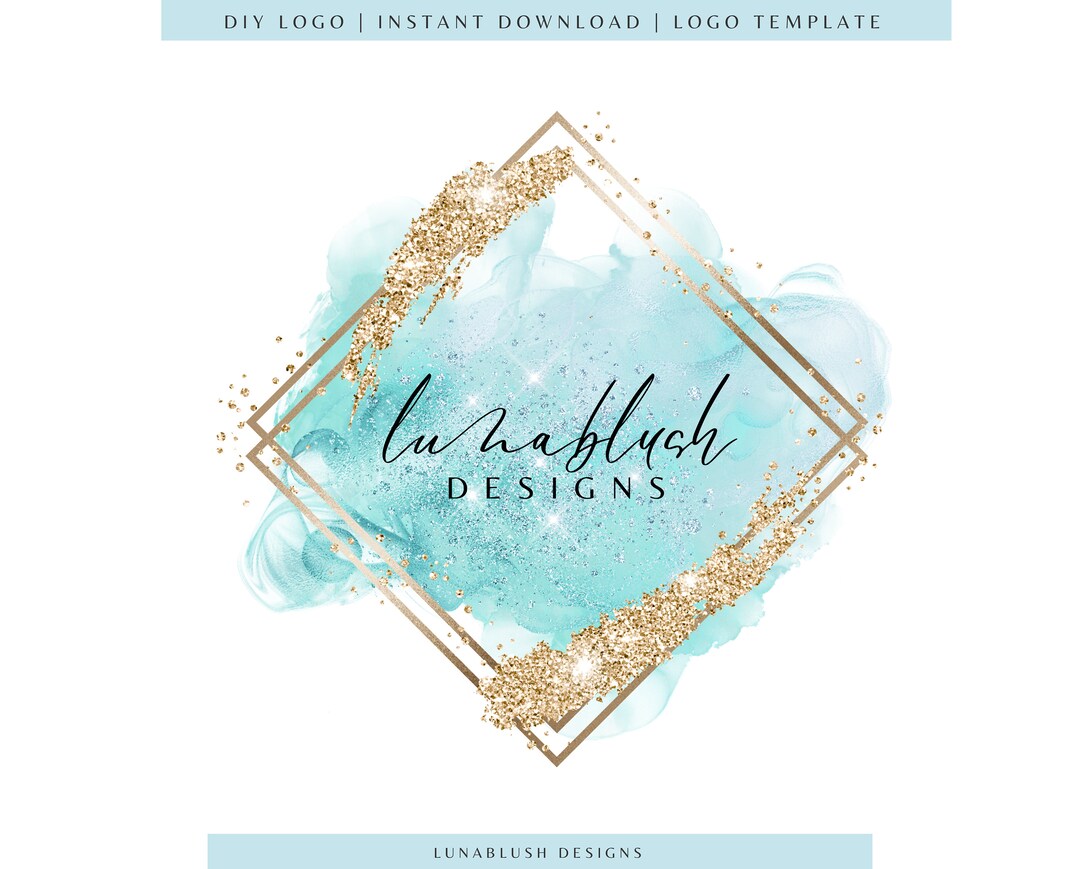 GOLD GLITTER LOGO , Aqua & Gold Glitter Logo, Lash Logo, Turquoise and ...