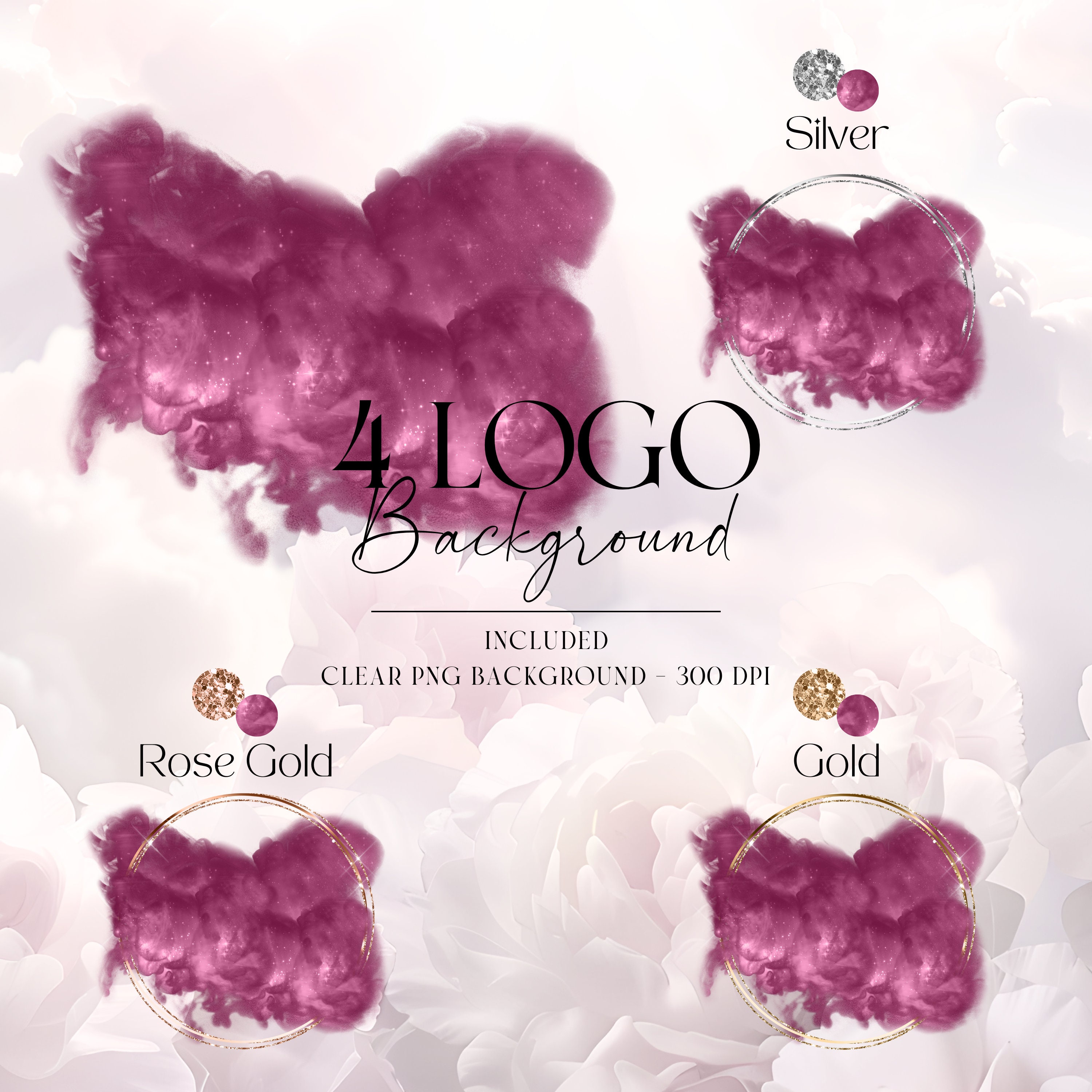 Burgundy Smoke Effect Logo Background - Instant Download With Metallic ...
