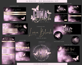 NEW Full Branding Kit Editable 13 PC Logo Set Pink White | Etsy