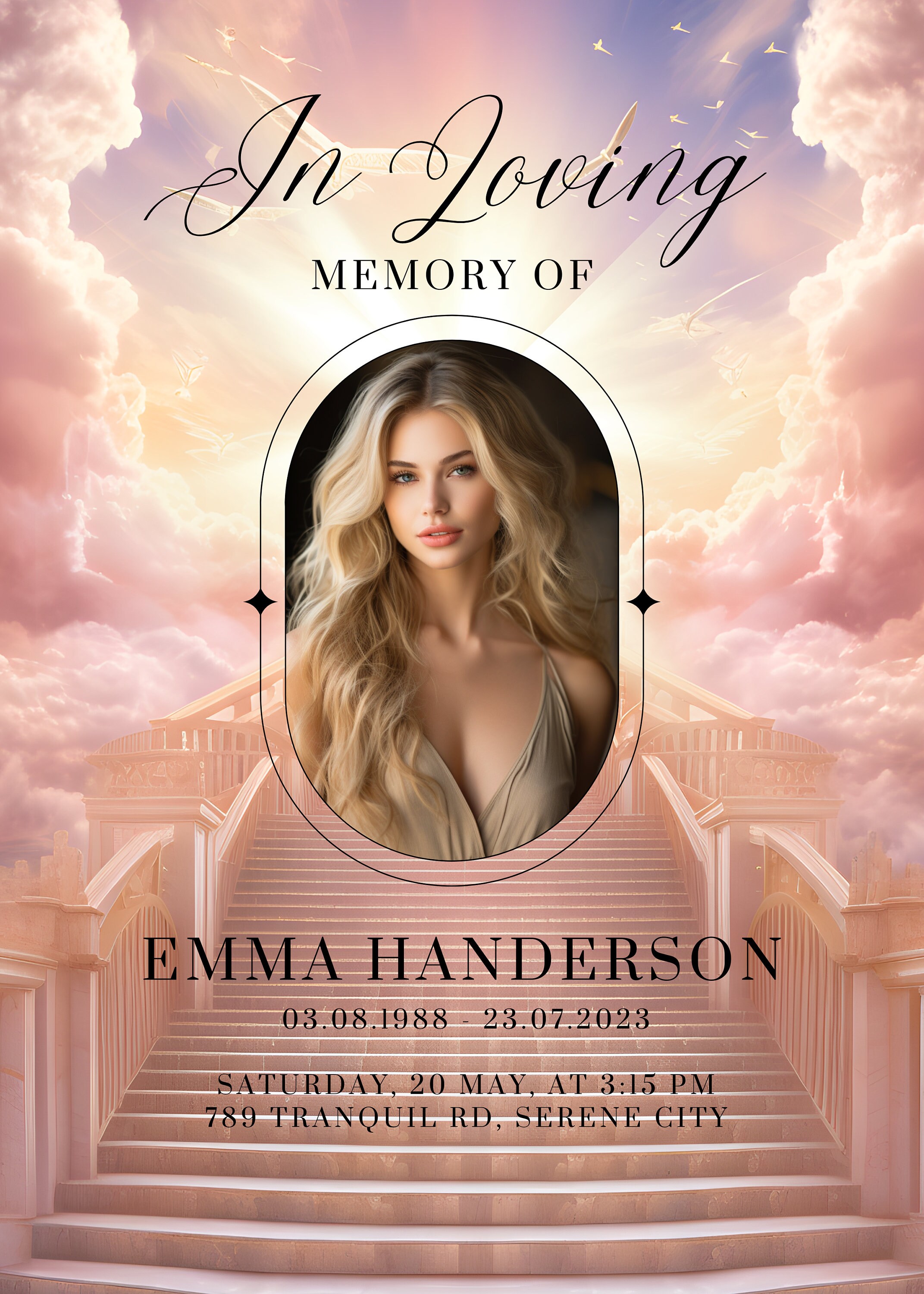 In Loving Memory PNG, Memorial Background EDITABLE CANVA Template ...