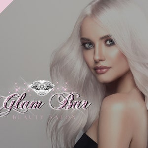 DIAMOND GLITTER LOGO, Beauty Makeup Logo, Lash Logo, Pink and Gold Logo ...