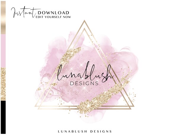 Beauty Makeup Logo Gold Glitter Logo Lash Logo Triangle - Etsy Canada