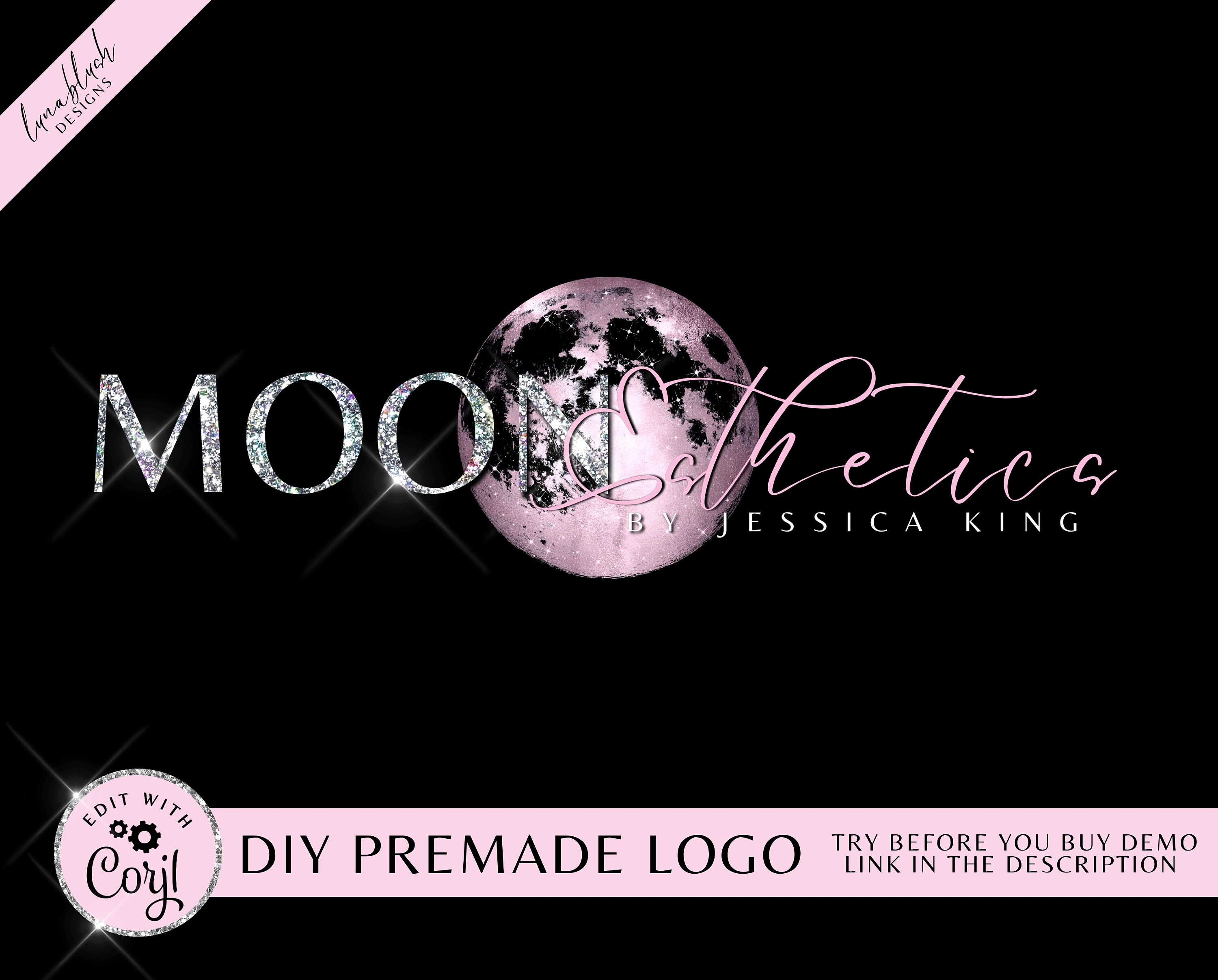 Full Moon Logo Moon Esthetic Logo DIY Beauty Salon Logo Lash - Etsy