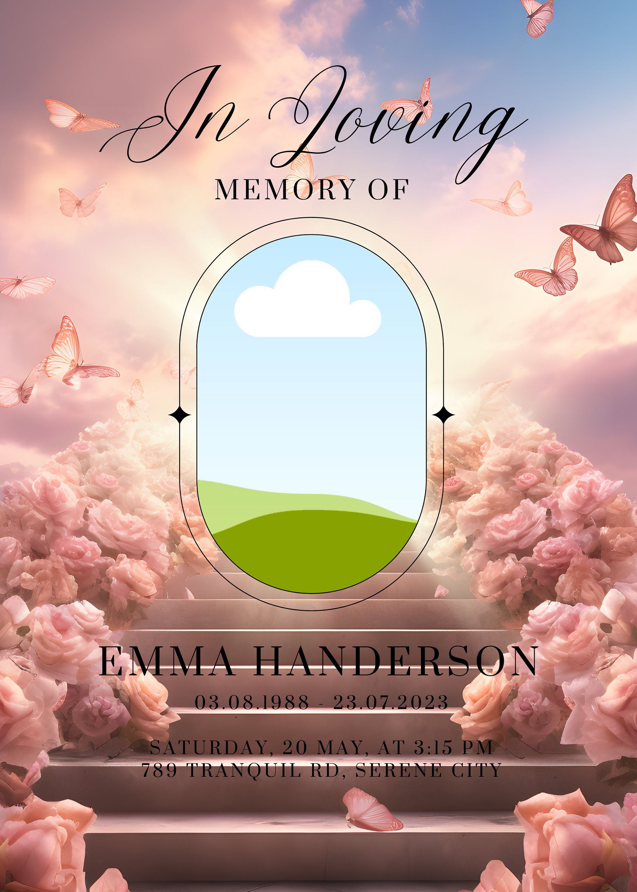 In Loving Memory & Flying Butterflies PNG, Memorial Background EDITABLE ...