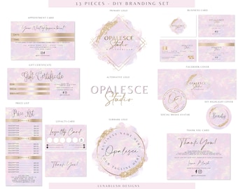 NEW Full Branding Kit Editable 13 PC Logo Set Pink White | Etsy