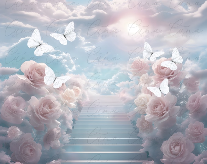 Customizable Memorial Poem Design, Pink Roses Pastel Blue Sky ...