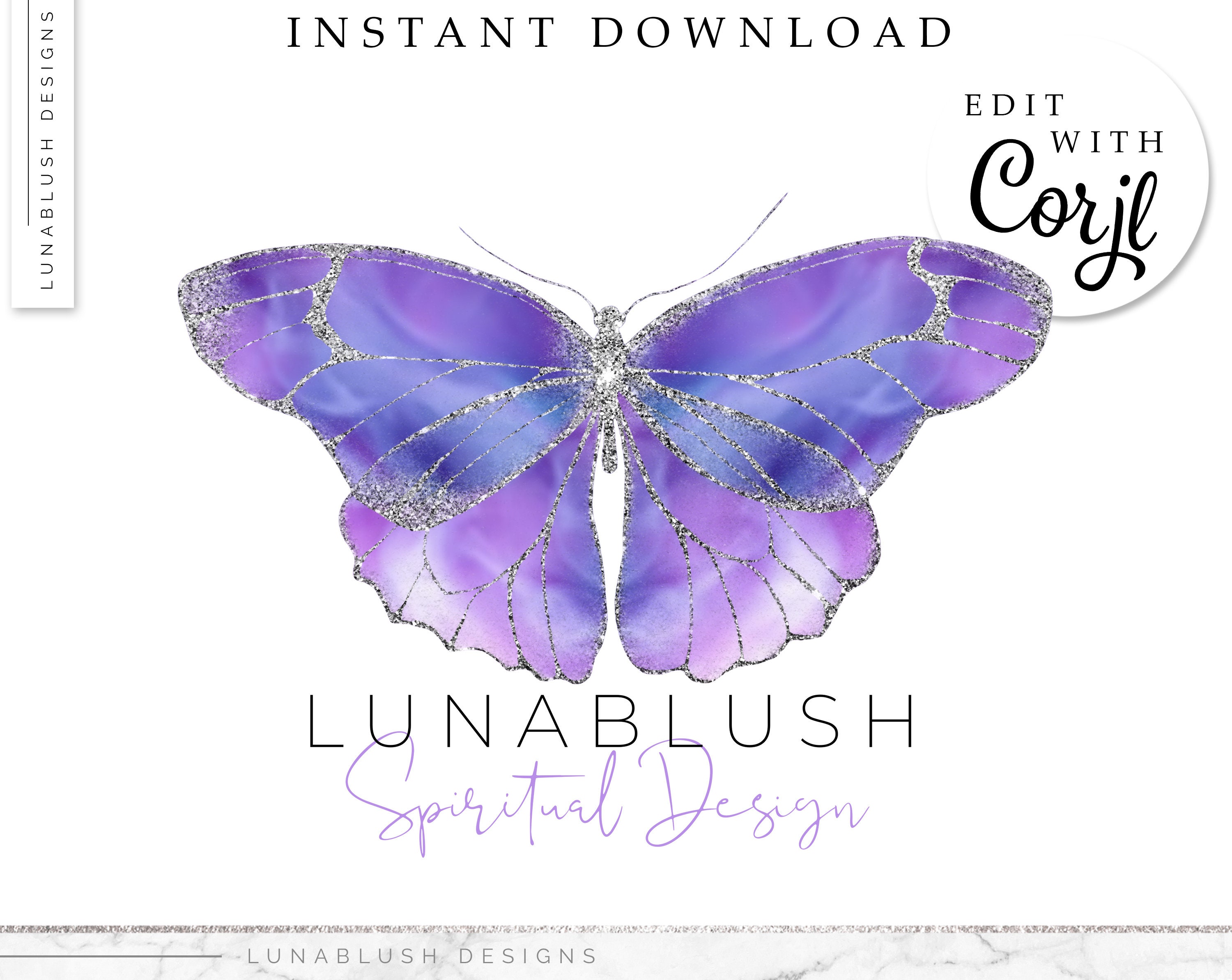 Purple and Silver Butterfly Logo Design Beauty Logo - Etsy