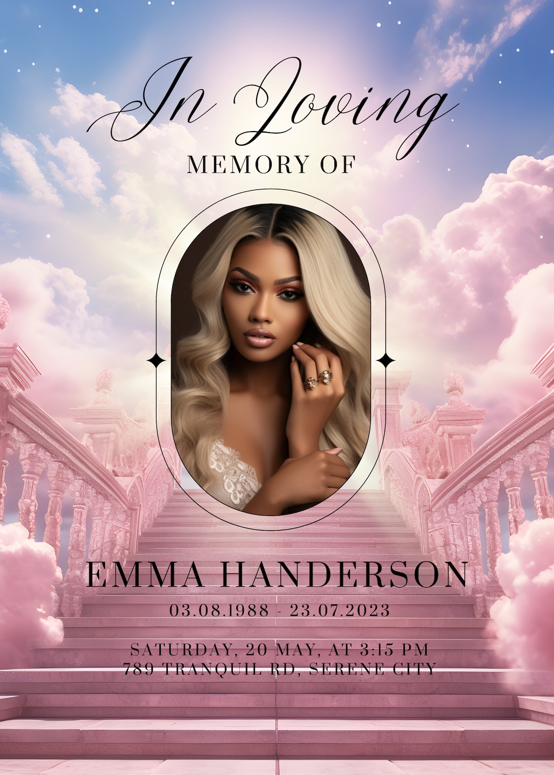 In Loving Memory PNG, Memorial Background EDITABLE CANVA Template ...