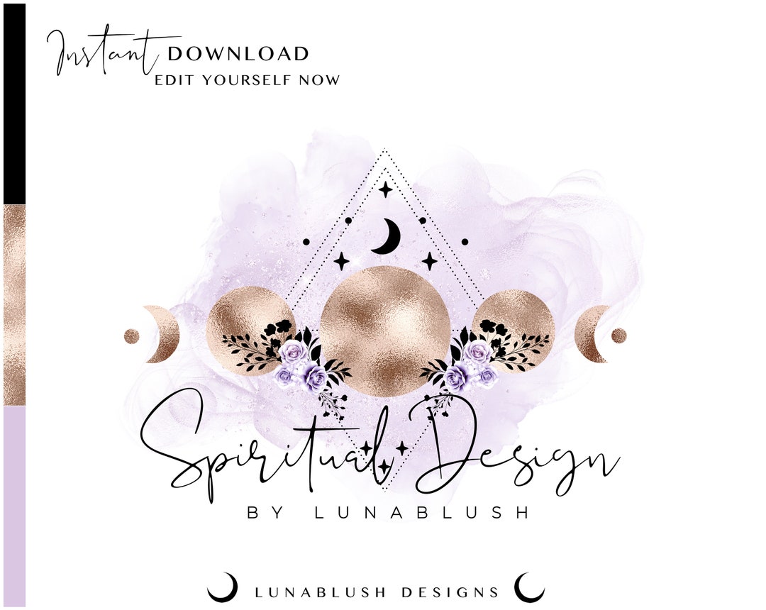 MOON PHASE Logo, Gold Foil Logo, Moon Logo, Lavender and Gold Logo ...