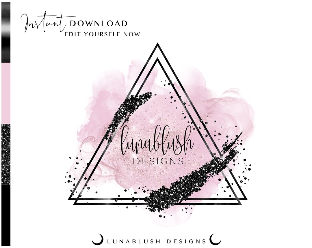 Beauty Makeup Logo Black Glitter Logo Lash Logo Triangle - Etsy