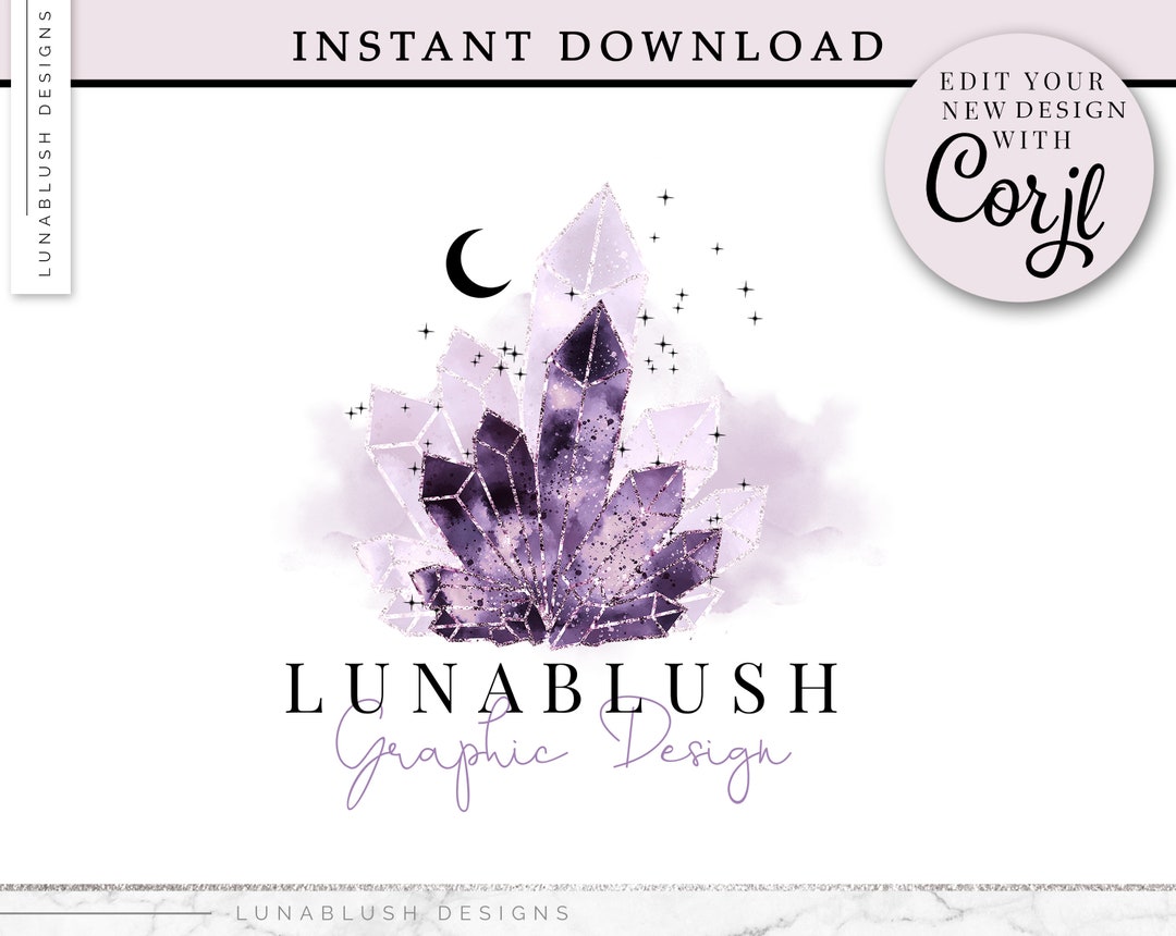 AMETHYST LOGO DESIGN, Crystals Logo, Instant Download, Edit Your Design ...