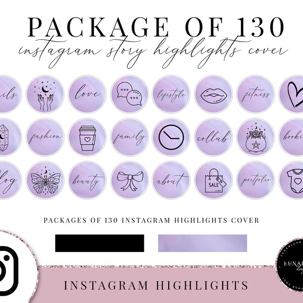 Black and Purple Instagram Highlights - Etsy