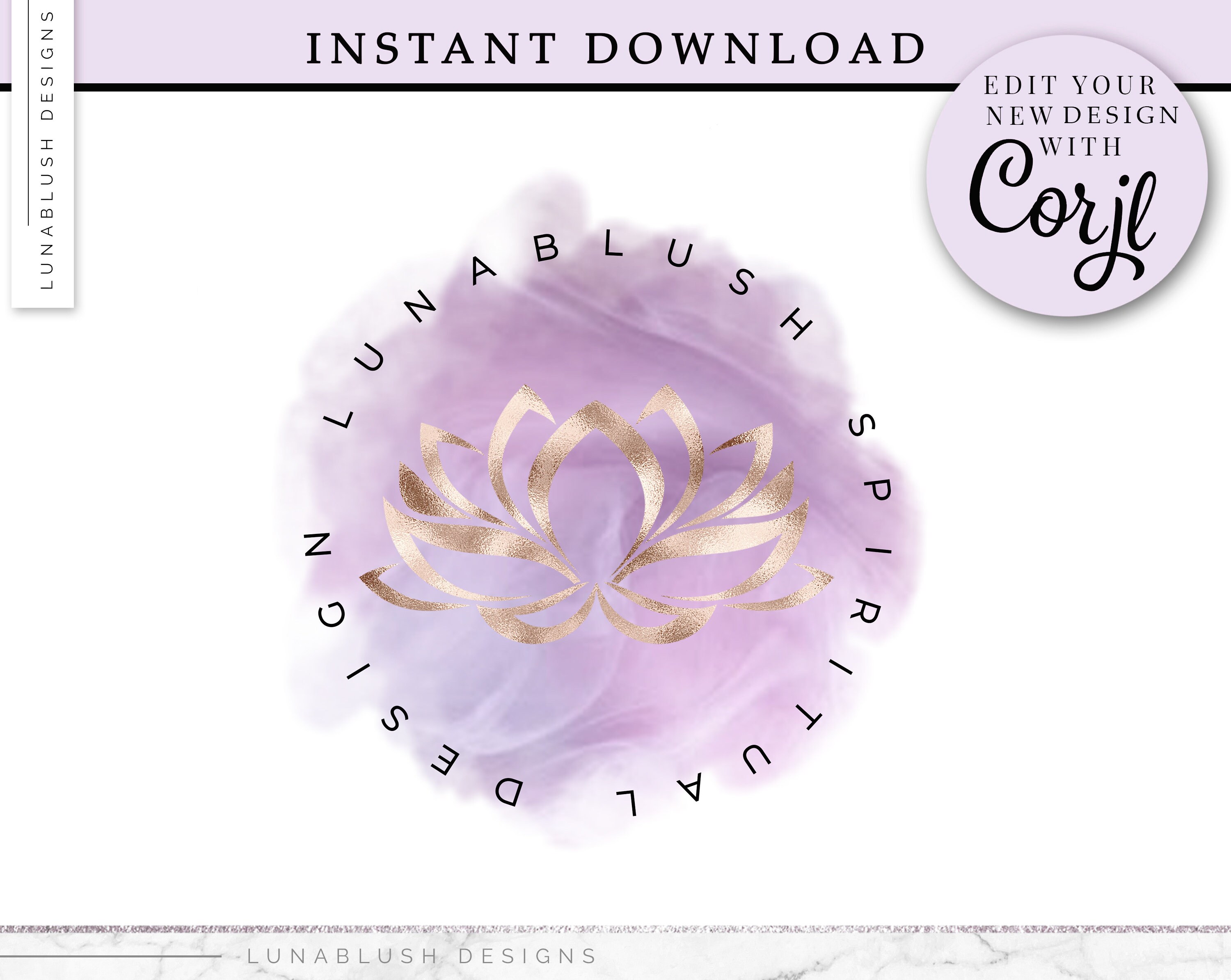 Gold Lotus Logo Lotus Logo Circle Logo Logo Design Premade | Etsy