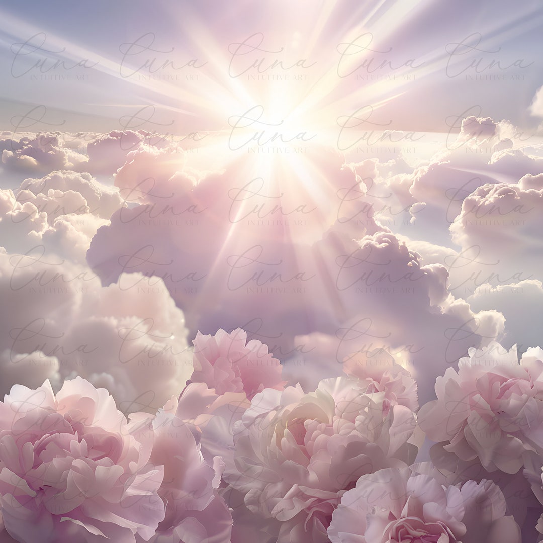 Customizable Memorial Card Design, Pink Peony, Mystical Sunset ...