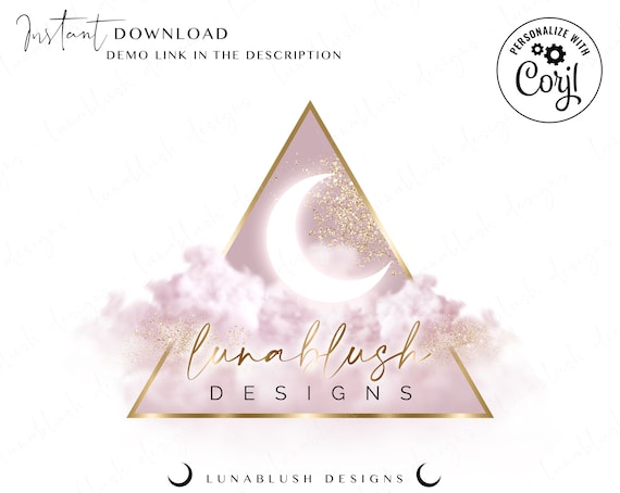 Magical Moon and Cloud Geometric Logo Logo Design Logo Gold - Etsy