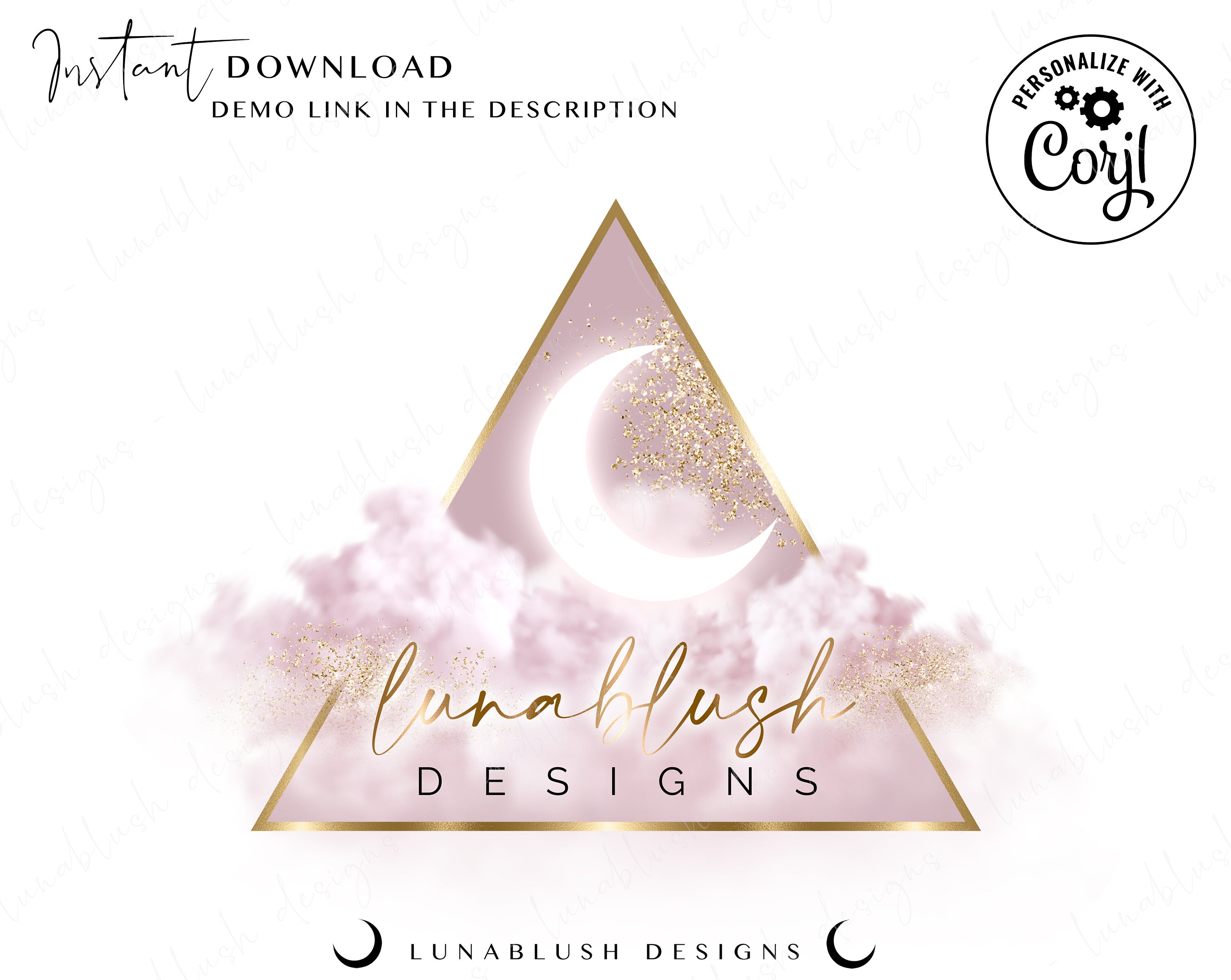 Magical Moon and Cloud Geometric Logo Logo Design Logo Gold - Etsy