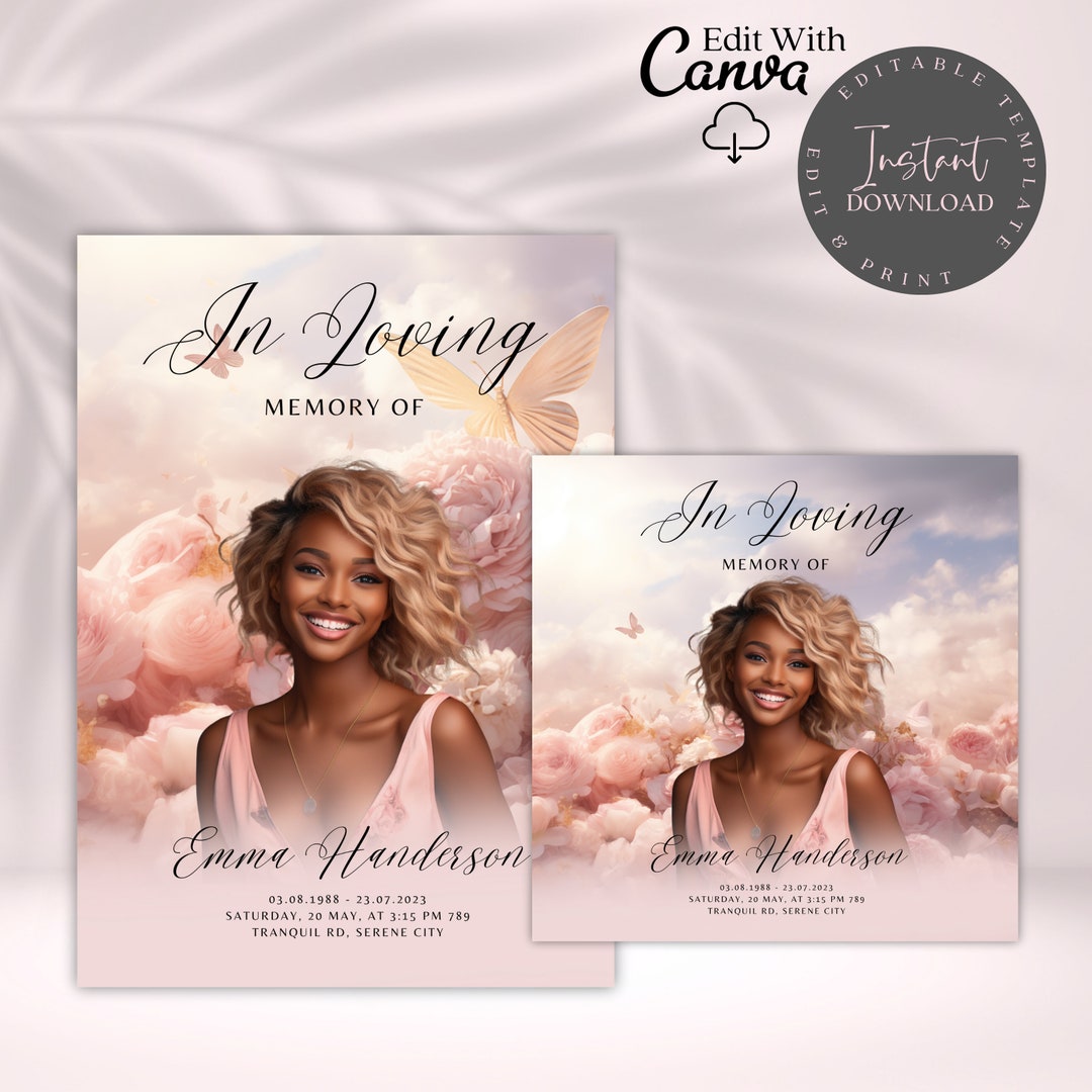 In Loving Memory & Flying Butterflies PNG, Memorial Background EDITABLE ...