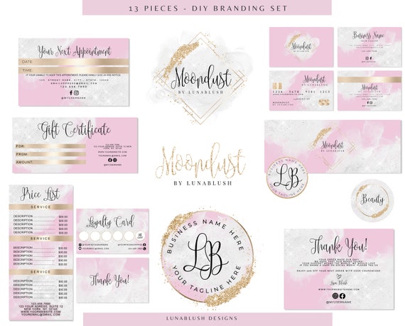 NEW Full Branding Kit Editable 13 PC Logo Set Pink White - Etsy