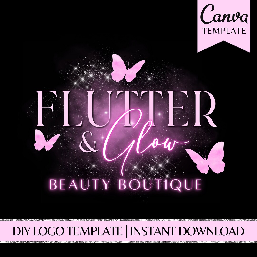 Editable Pink Neon Butterfly Logo Template for Beauty Businesses ...
