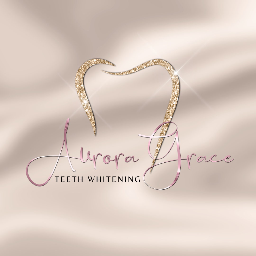 Elegant Gold Glitter Tooth Logo Premium Dental Design for Teeth Whitening, Dentists, and Dental ...