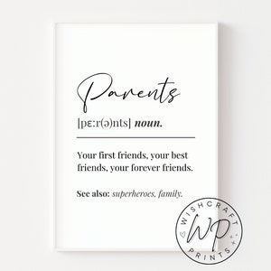 Parents Definition Print Gift/present for Parents Quote Wall Art Print ...