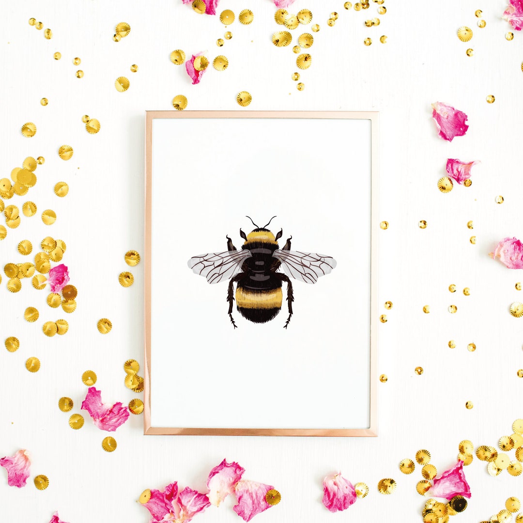 Pretty Bumblebee A4 A3 Poster Print Scandi Wall Art unframed - Etsy UK