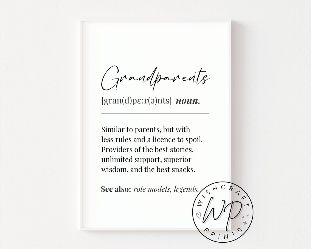Grandparents Definition Print Gift/present for Grandparents Quote Wall ...