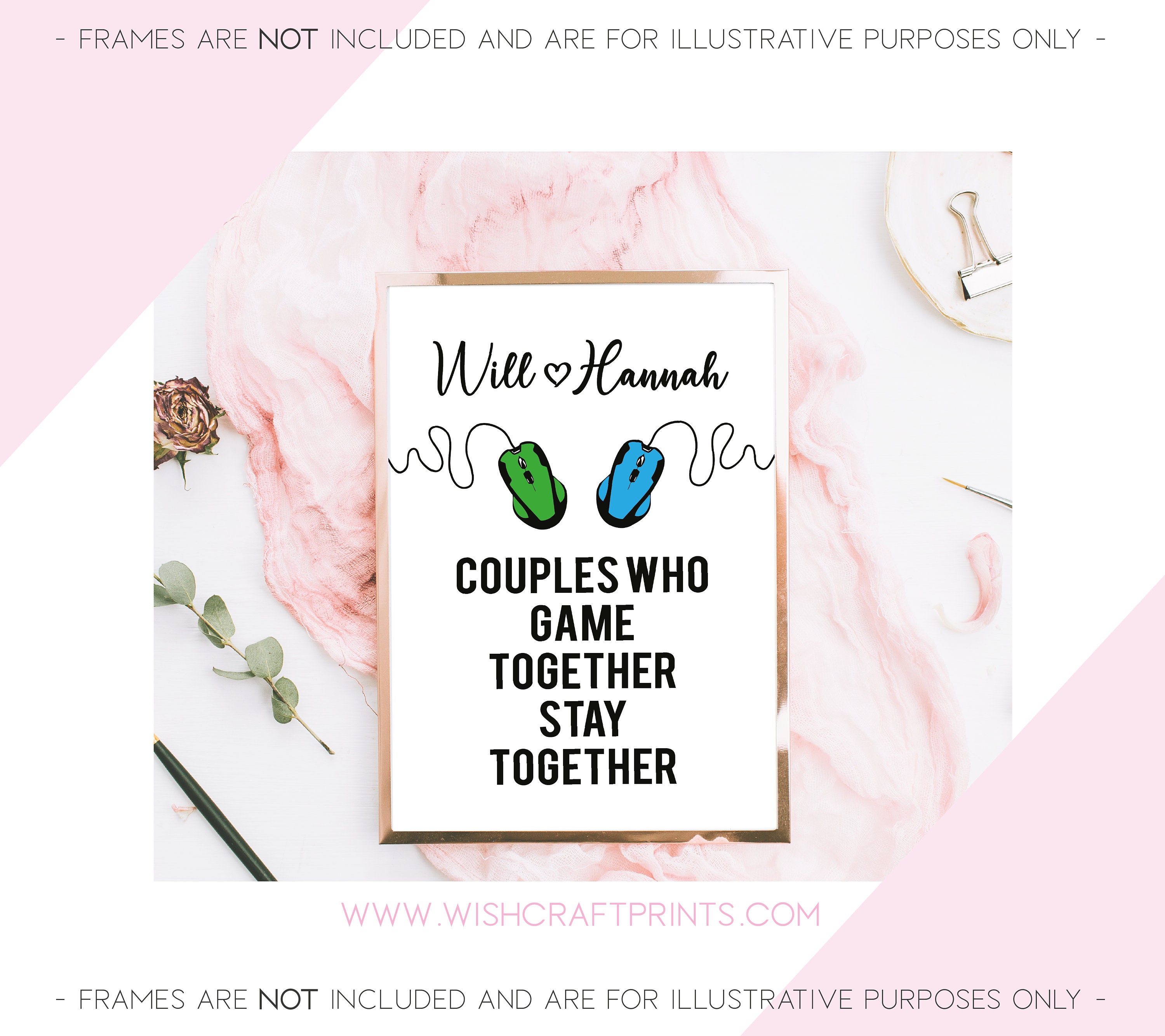 Personalised PC Gamer Couple Gift A4 A3 Wall Art Poster Print | Etsy