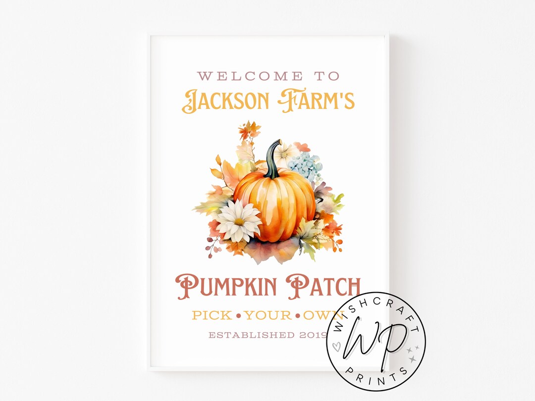 Personalised Pumpkin Patch Print Orange and Red Watercolour Pumpkins ...