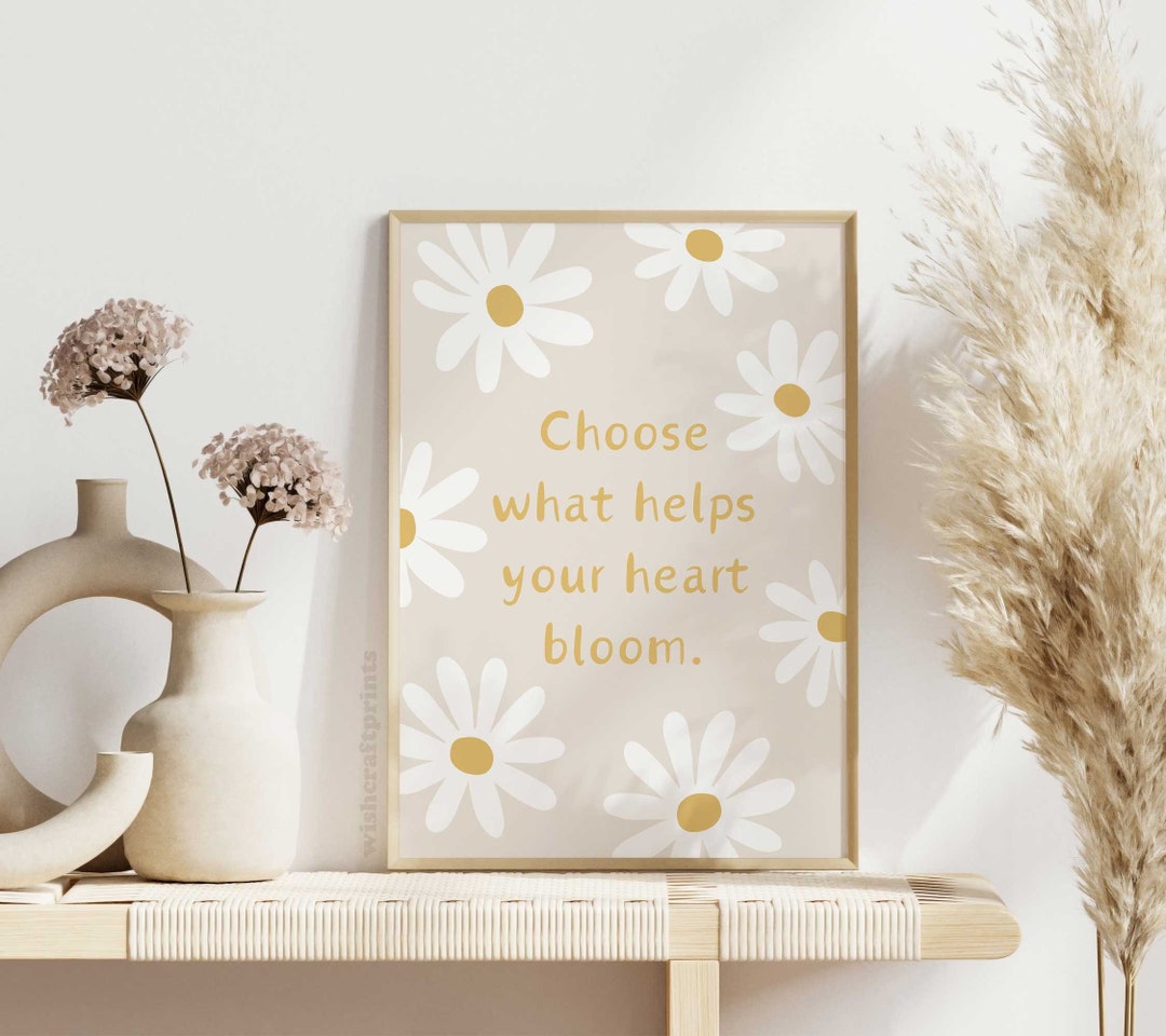 Daisy Spring Print, Neutral Spring Quote Wall Art, Beige Easter Home ...