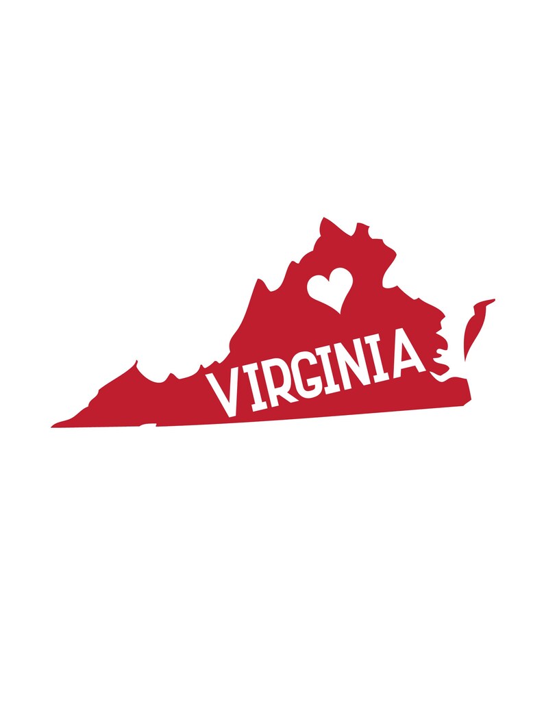 Virginia State Wall Art Print Red 8x10 WY State Map Wall - Etsy