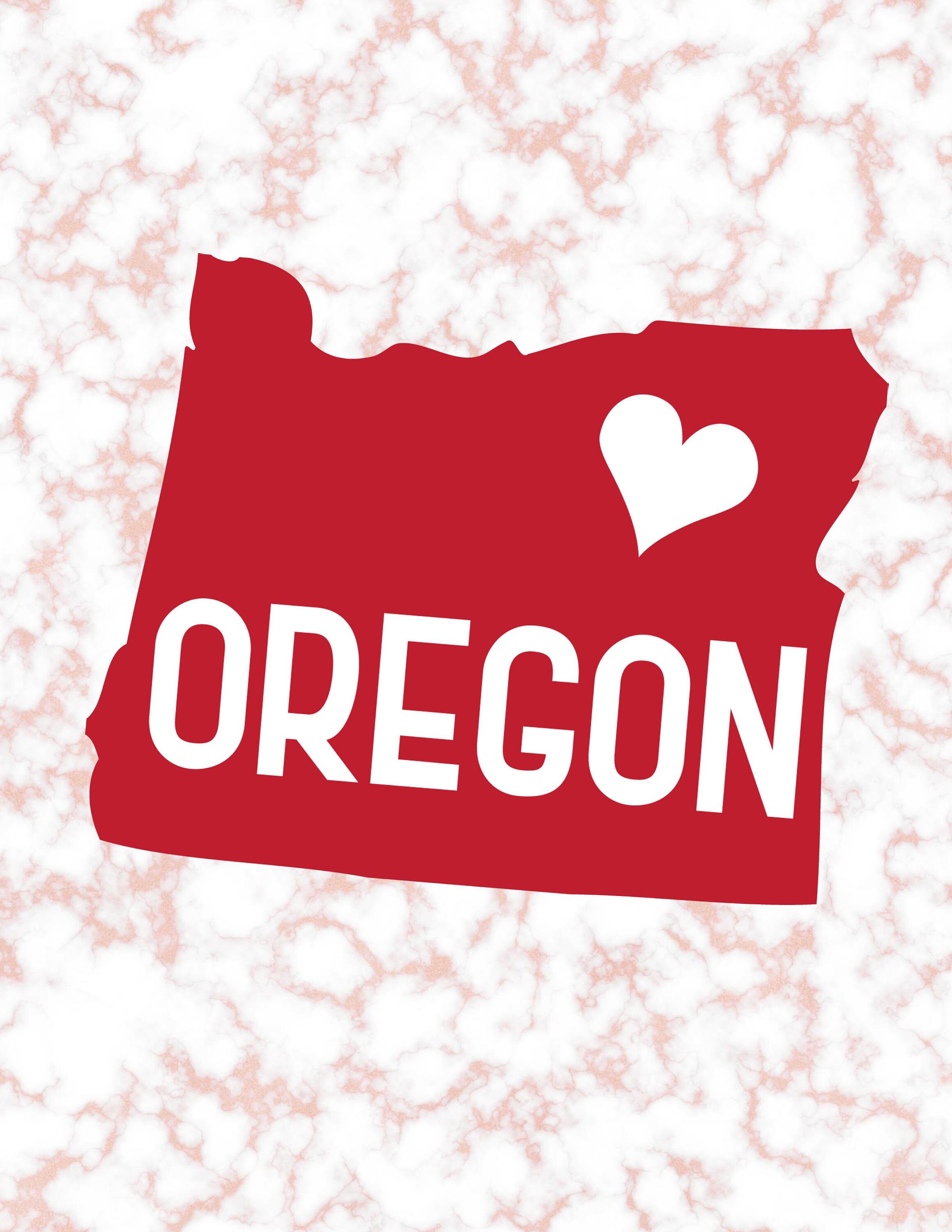 Oregon State Wall Art Print Red 8x10 WY State Map Wall Print - Etsy ...