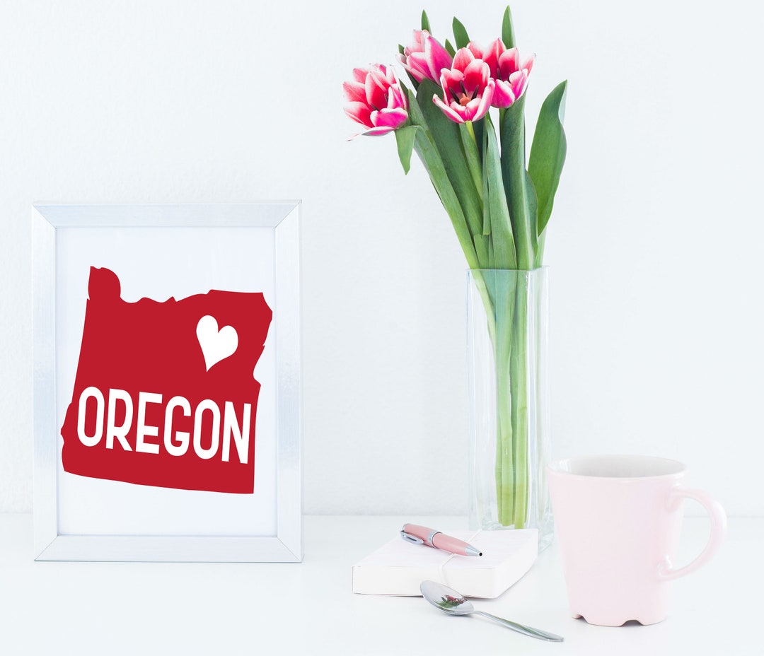 Oregon State Wall Art Print Red 8x10 WY State Map Wall Print - Etsy ...