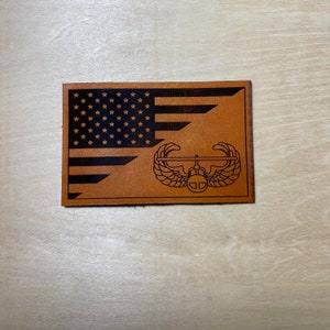 Custom Laser Engraved Leather Half Flag Patch: Iron-on or Hook Fastener ...
