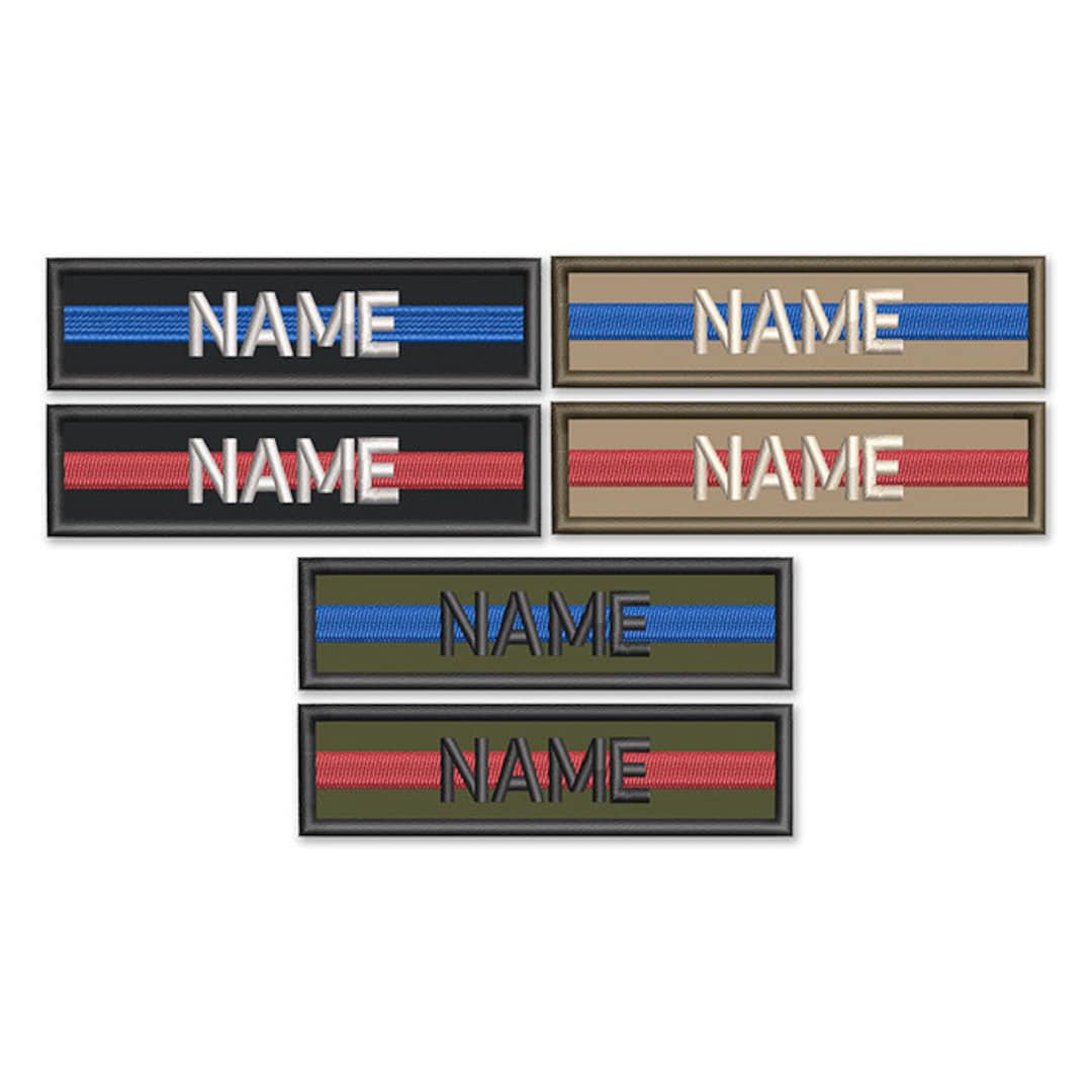 Custom Embroidered Name Tape Patch: Thin Blue/red Line (1x2 Inch) - Etsy