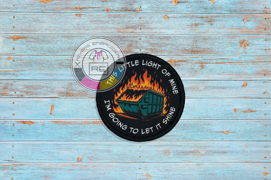 Dumpster Fire Sublimated Patch - Iron On, Sew on or Hook Fastener ...