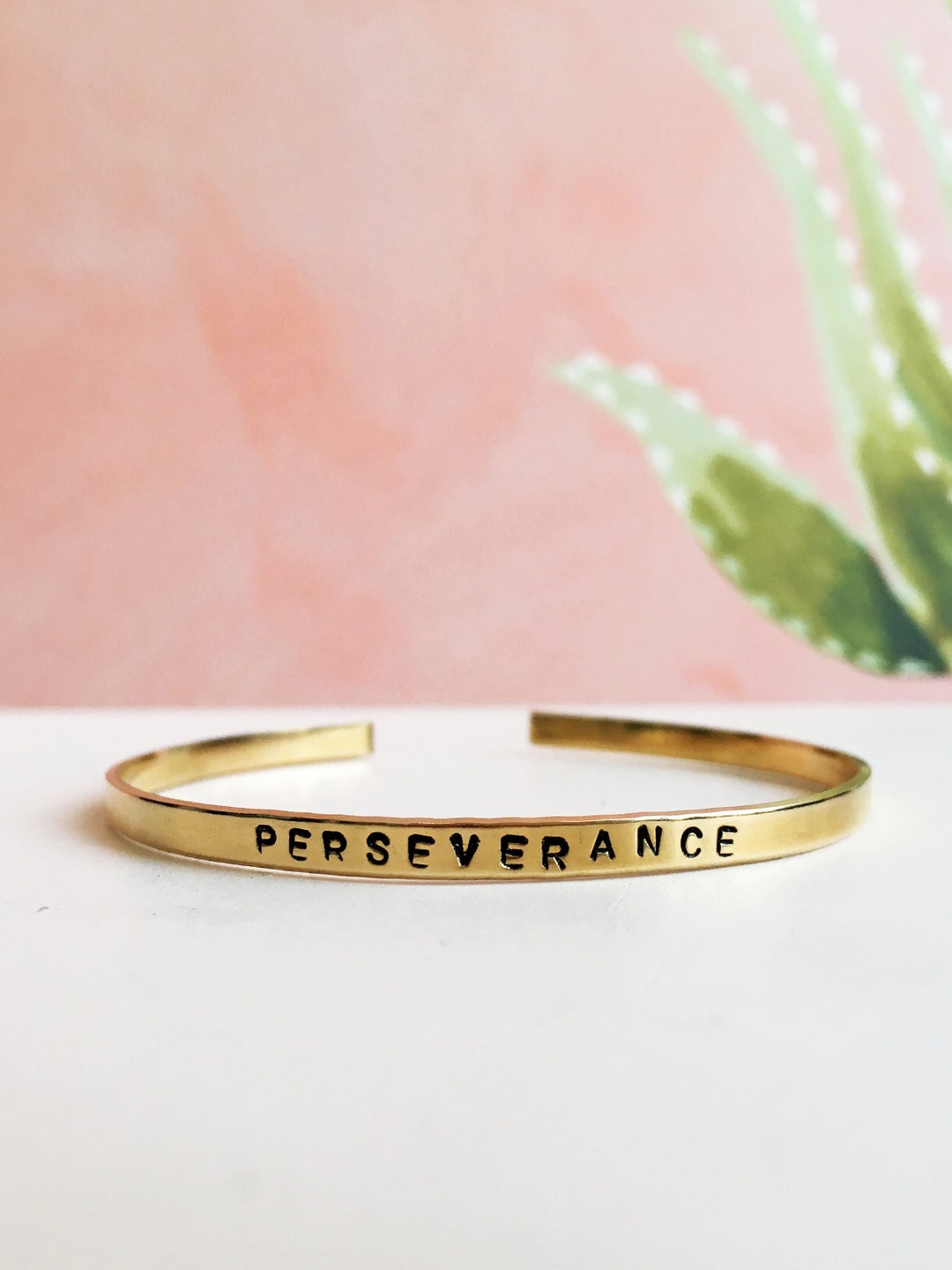 Perseverance Hand Stamped Bracelet, Inspirational, Stackable Brass ...