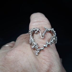 Wire Wrap Hand Crafted Ring With a Heart in Sterling Silver or Copper ...
