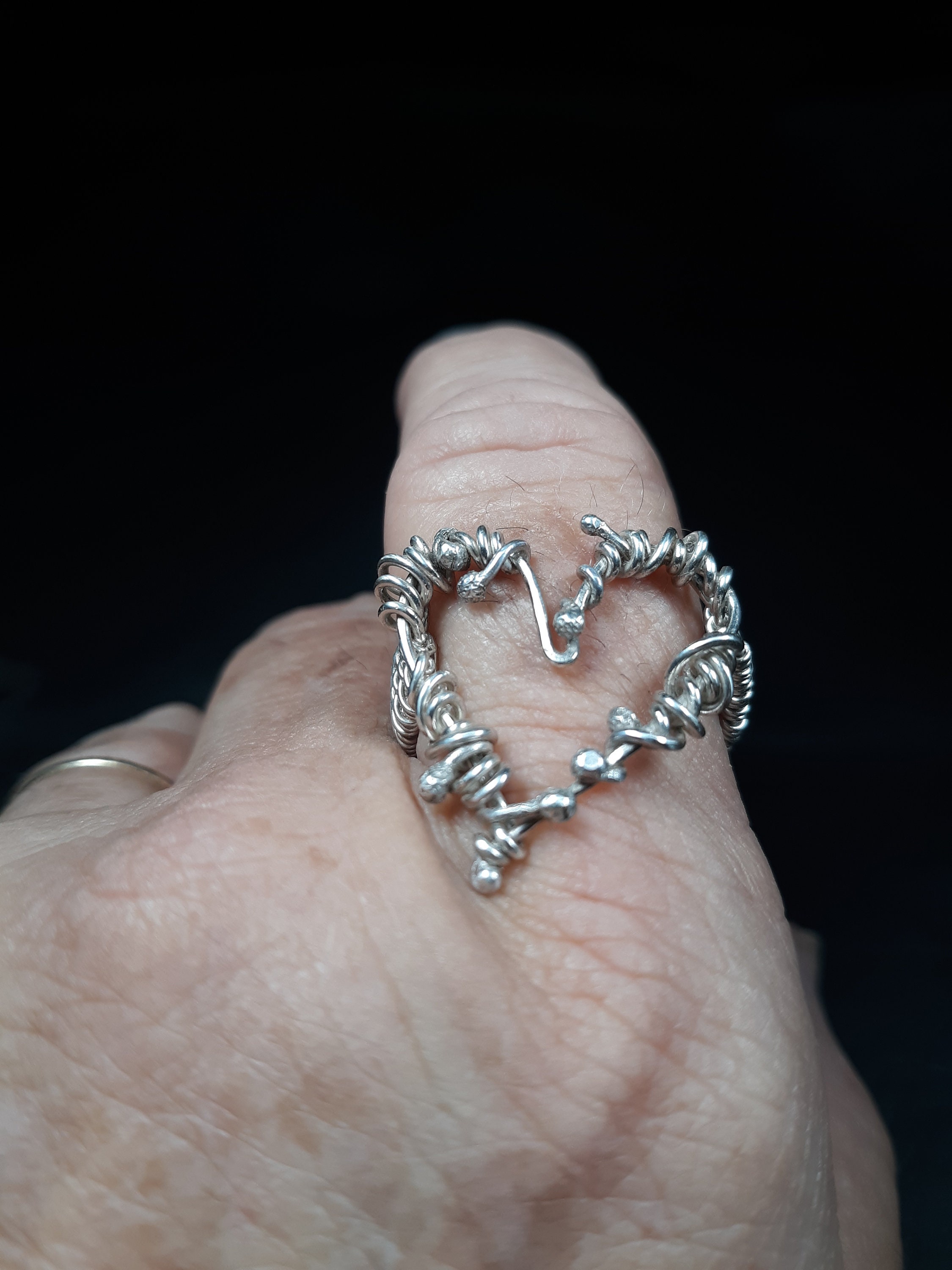 Wire Wrap Hand Crafted Ring With a Heart in Sterling Silver or Copper ...
