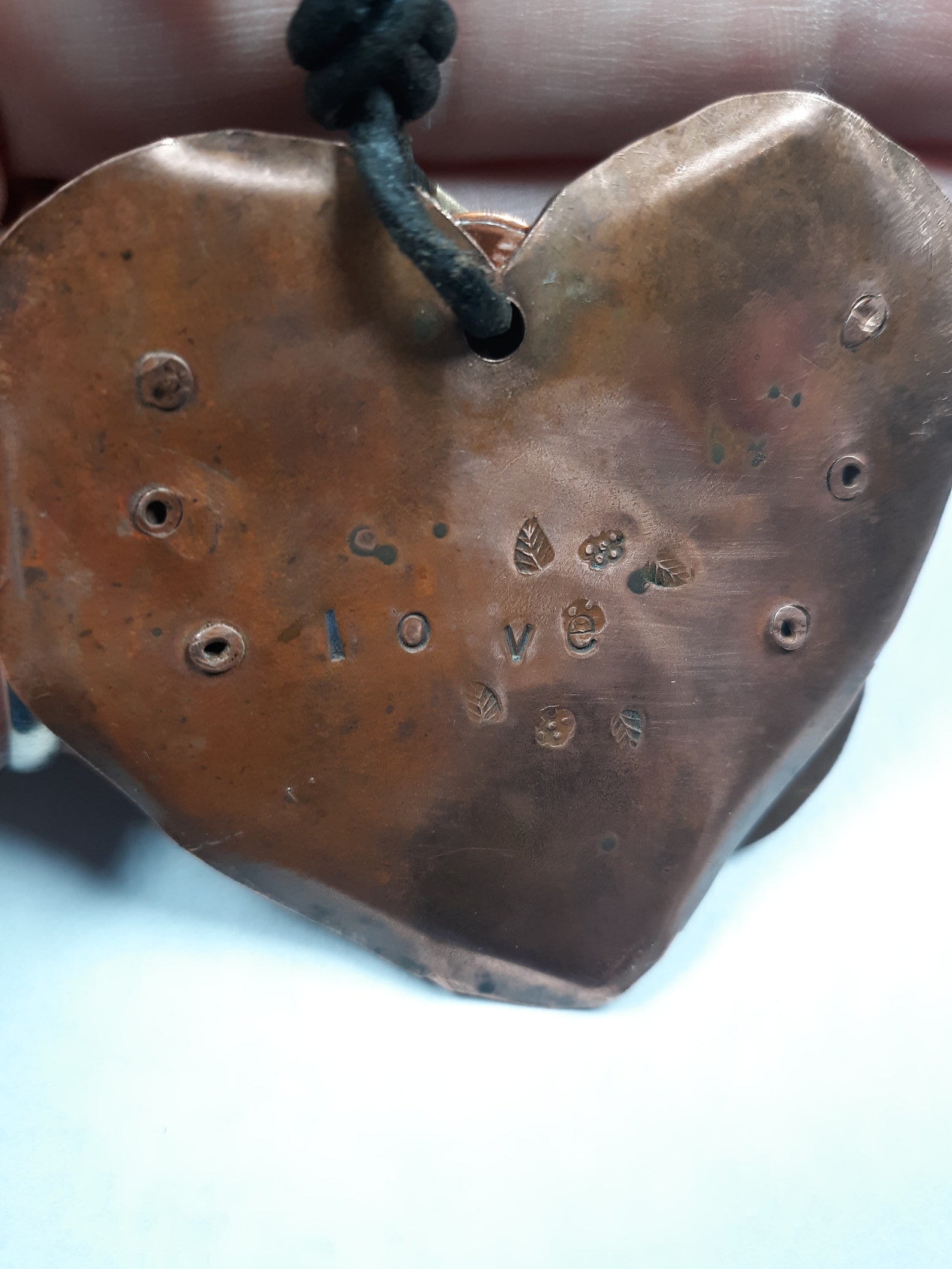 Copper Heart Pendant on a Leather Cord, Texturized Heart Pendant ...