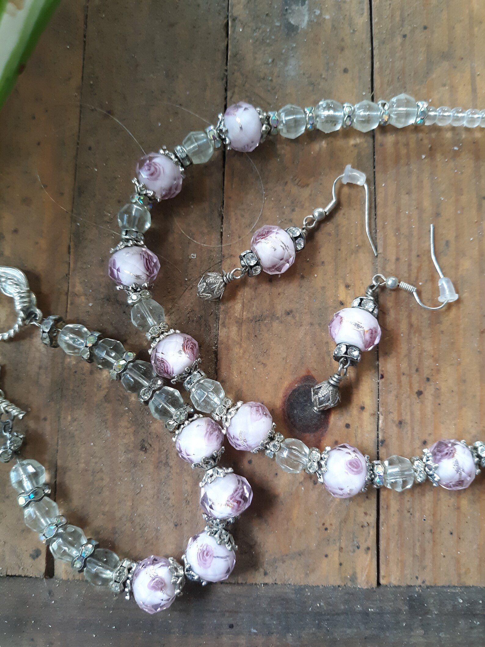 Pink Rose and Crystal Bracelet - Etsy