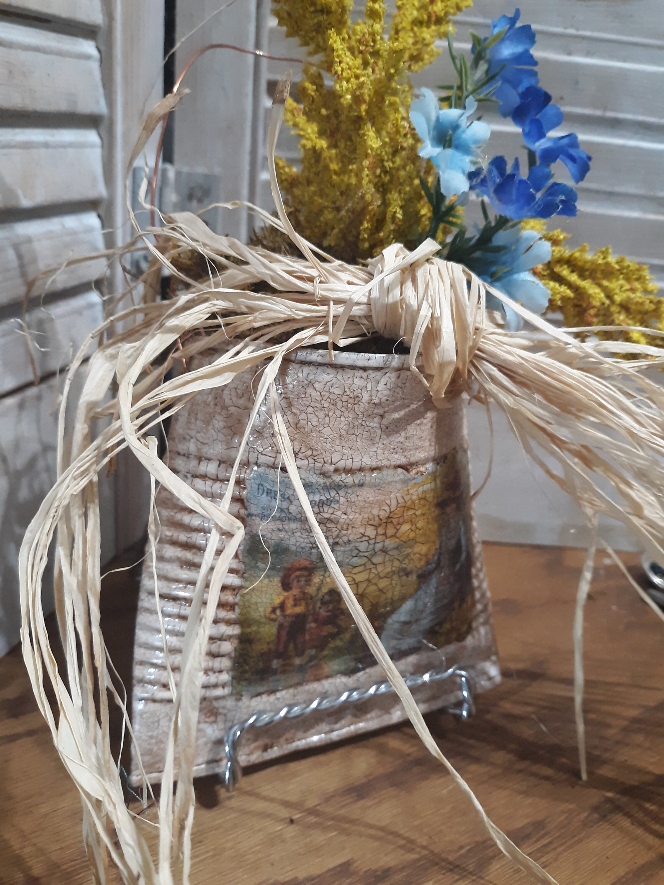 Tin Can Pocket Posy With Decoupage and Crackle Finish, Floral ...