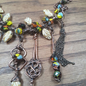 Handmade Copper Waterfall, Bib Charm Necklace, Free Form Wire Wrap ...