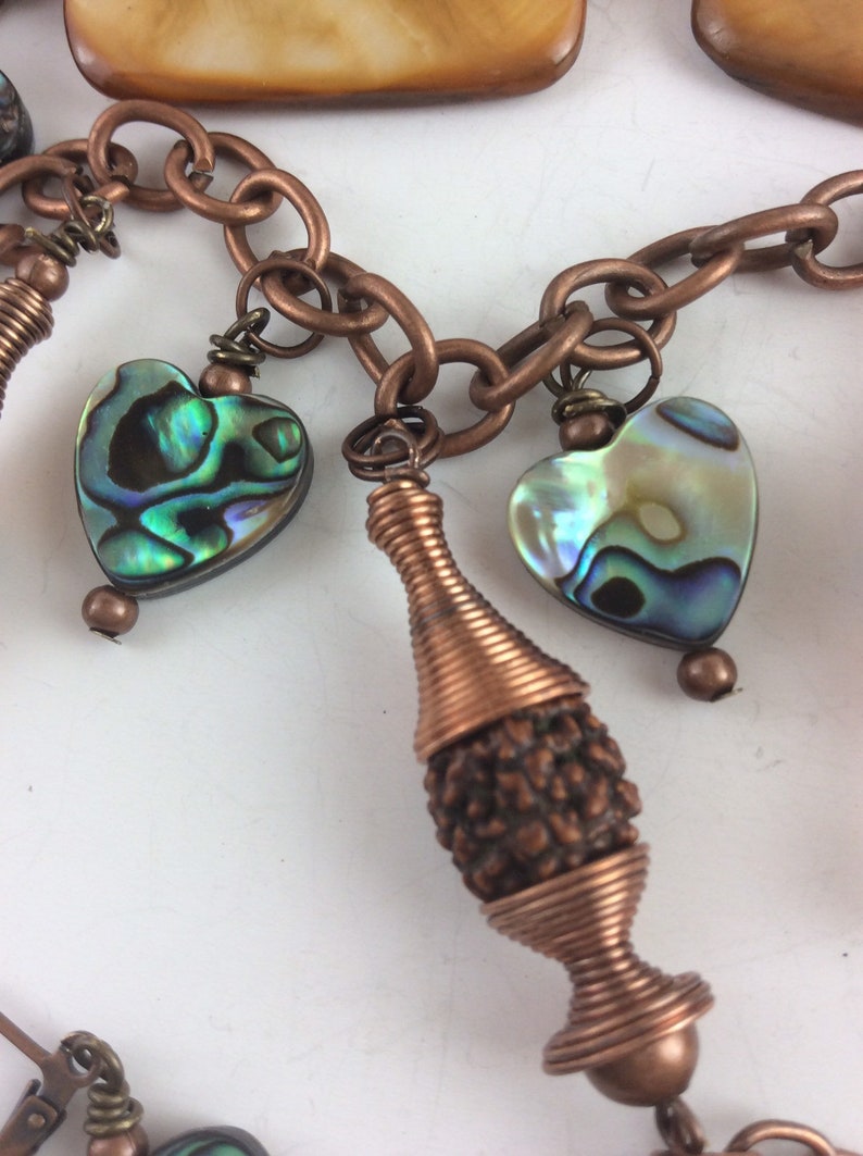 Copper and Abalone Shell Statement Necklace Set Beach - Etsy