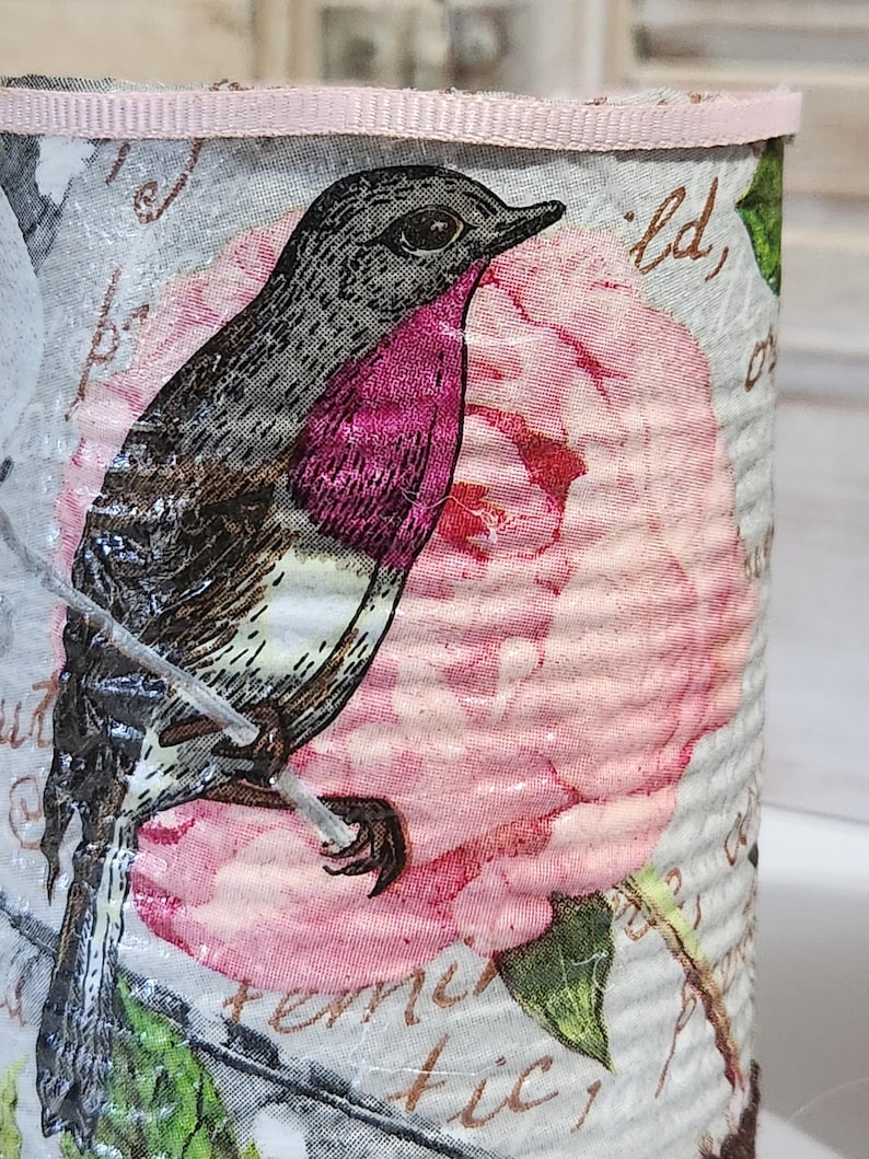 Altered Tin Can Decoupaged and Trimmed,wren, Vase, Planter, Storage - Etsy