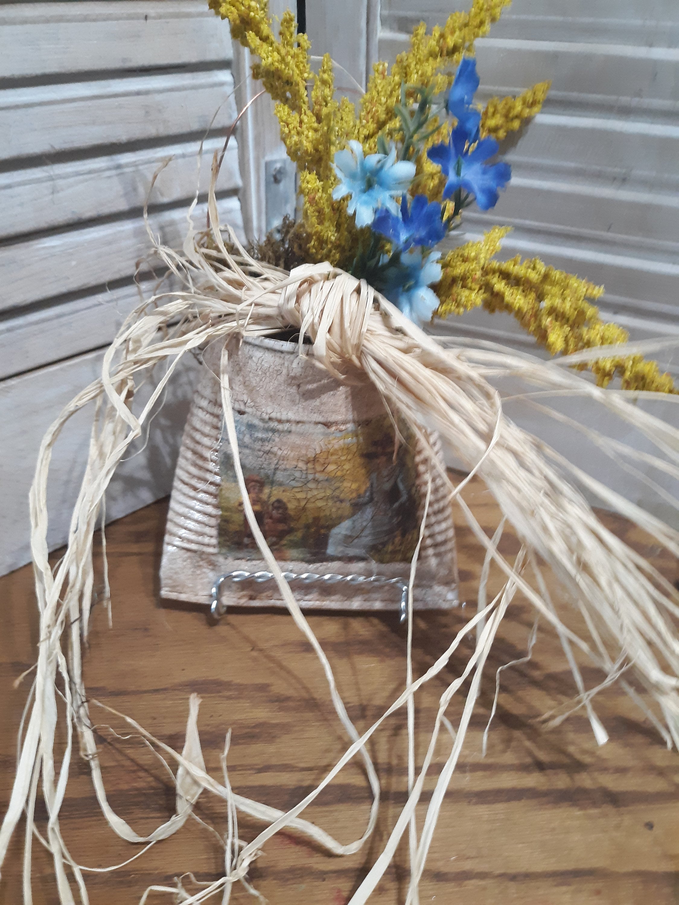 Tin Can Pocket Posy With Decoupage and Crackle Finish, Floral ...