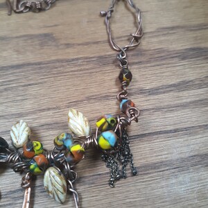 Handmade Copper Waterfall, Bib Charm Necklace, Free Form Wire Wrap ...