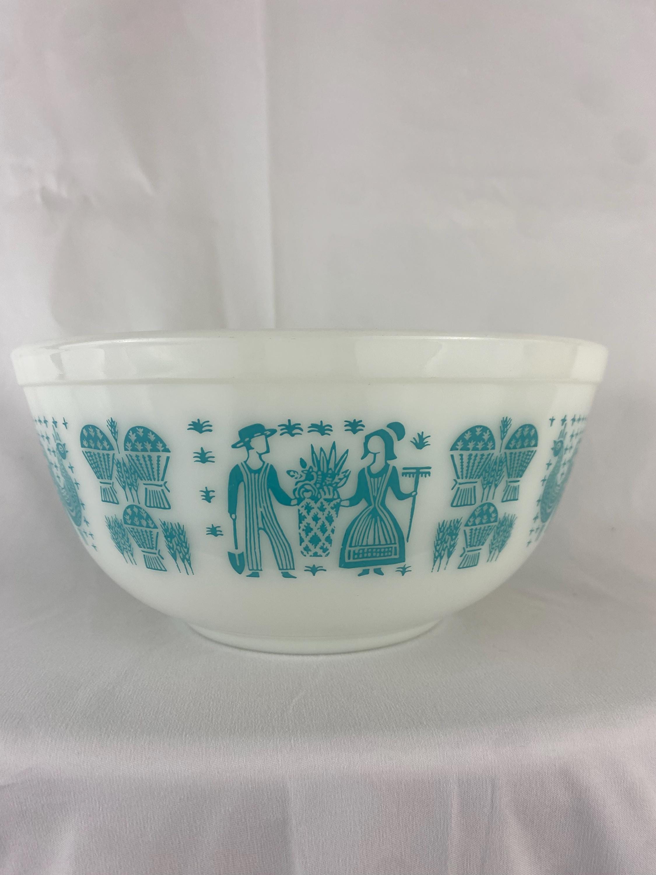 Rare Pyrex Mixing Bowls L Vintage Amish Blue & Turquoise Pattern ...