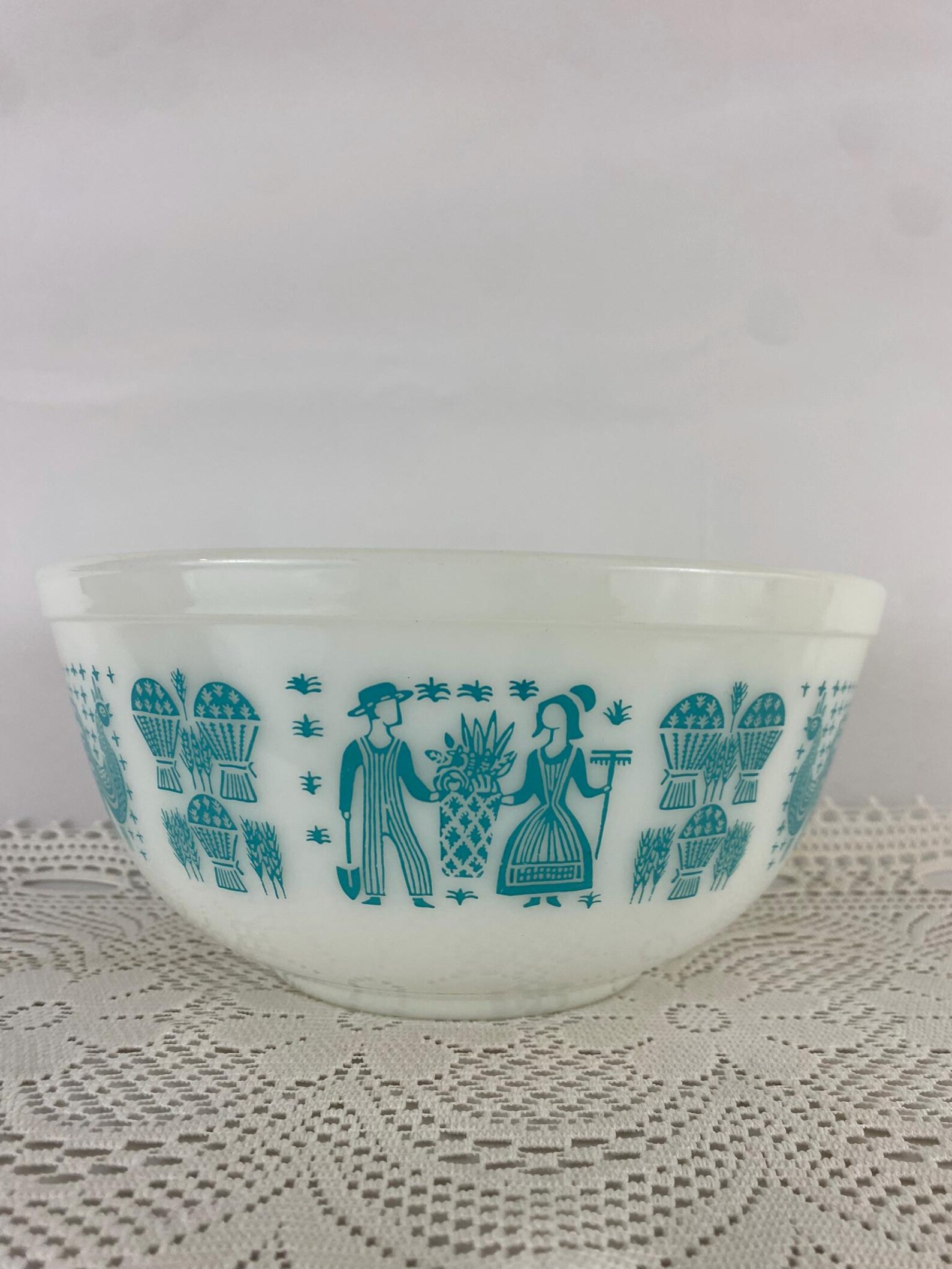 Rare Pyrex Mixing Bowls L Vintage Amish Blue & Turquoise Pattern ...